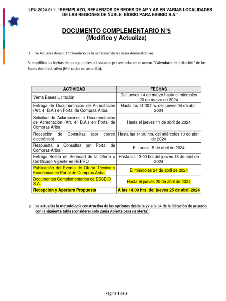 Documento Complementario N°5 | PDF