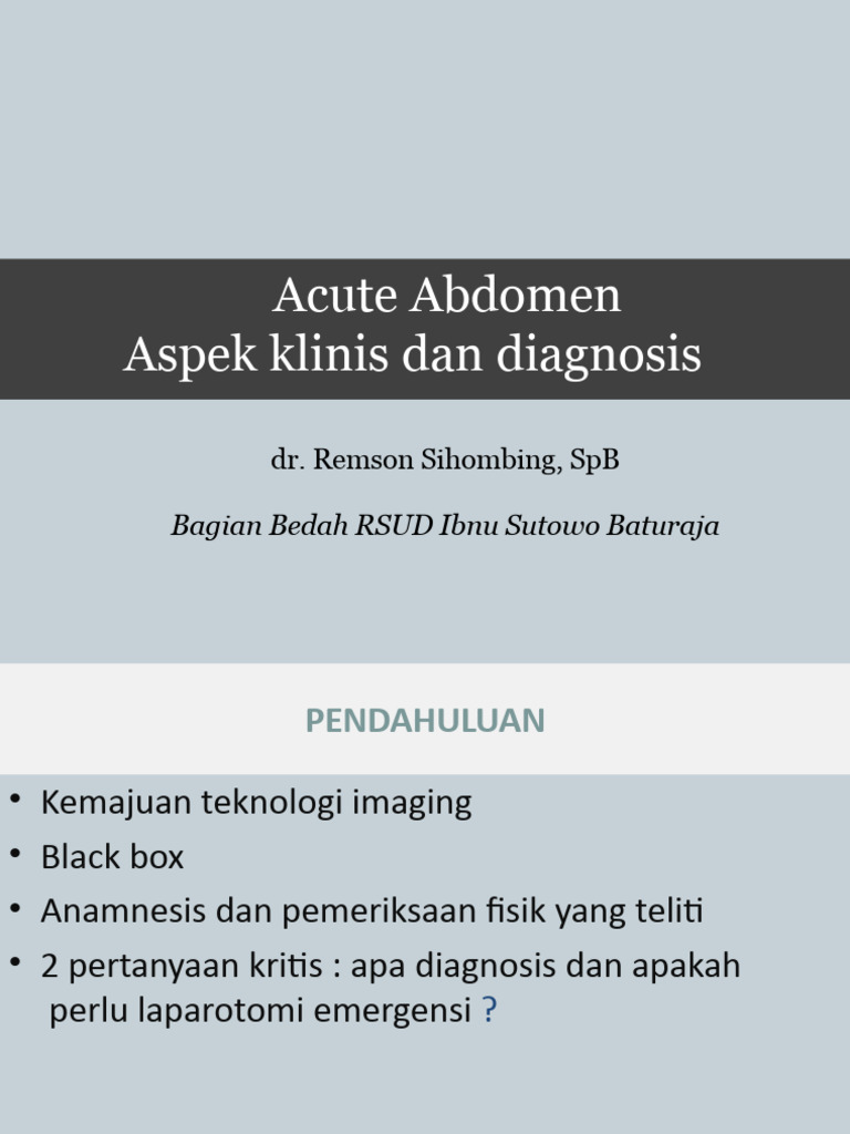 DR Remson SPB - Akut Abdomen | PDF | Abdomen | Digestive Diseases
