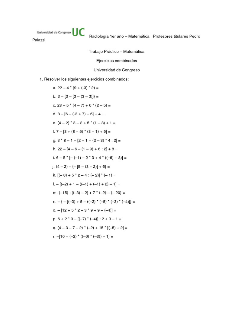 TP Ejercicios combinados con resultados | PDF