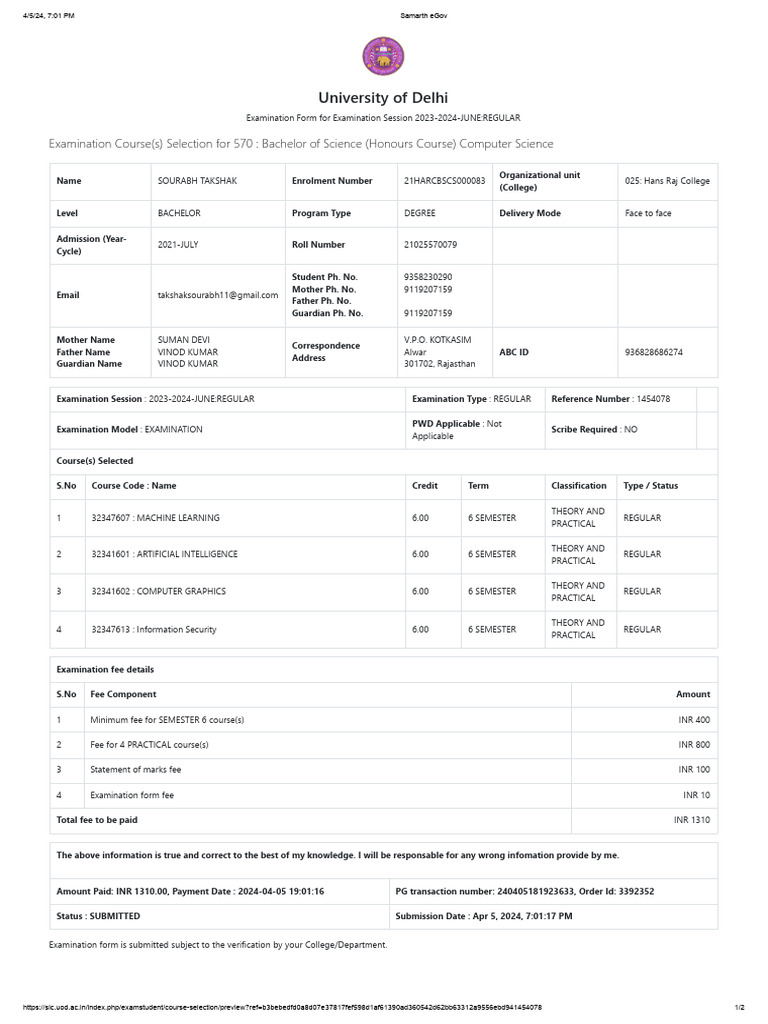 Fees 6th Sem | PDF | Computer Science | Computing