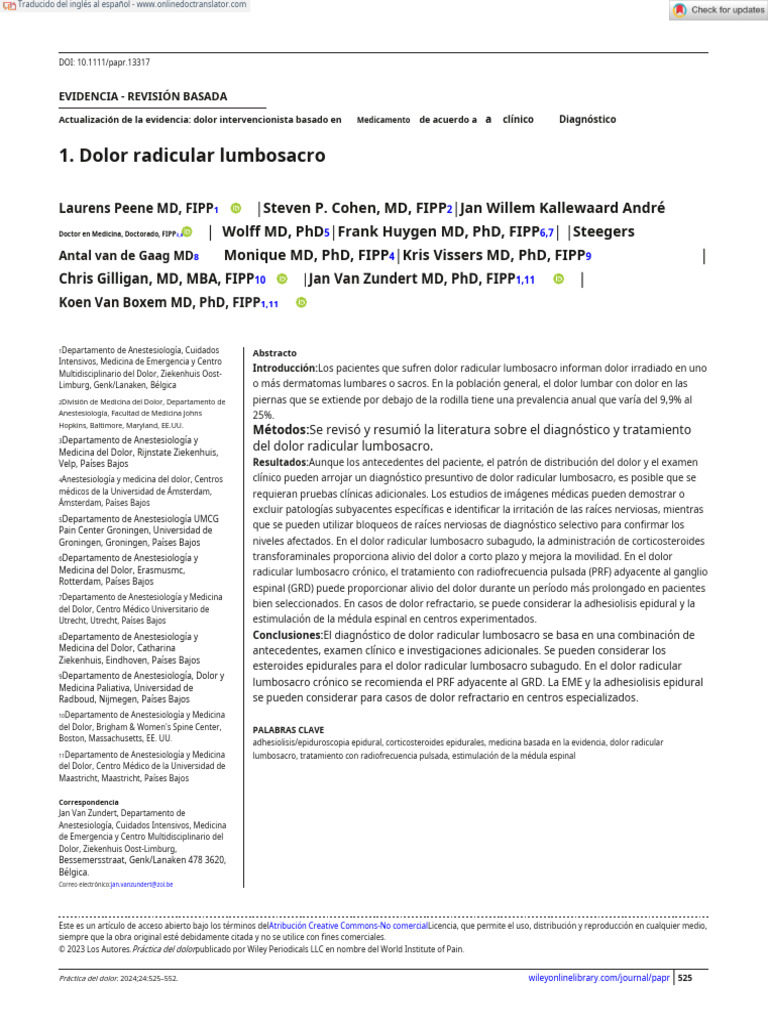 Tratamiento del dolor radicular lumbosacro | PDF | Dolor | Dolor lumbar