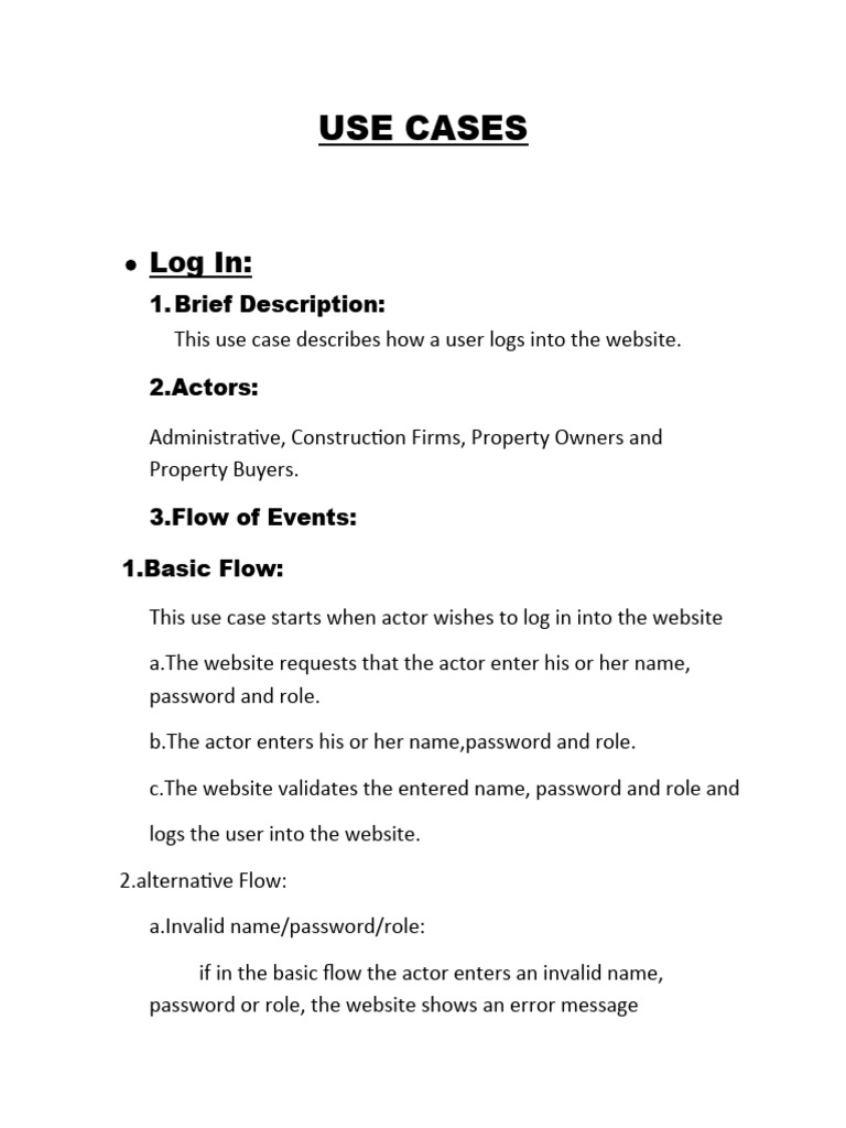 Use Cases | PDF | Login | Password