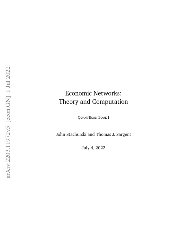 Economic Networks: Theory and Computation: John Stachurski and Thomas J ...