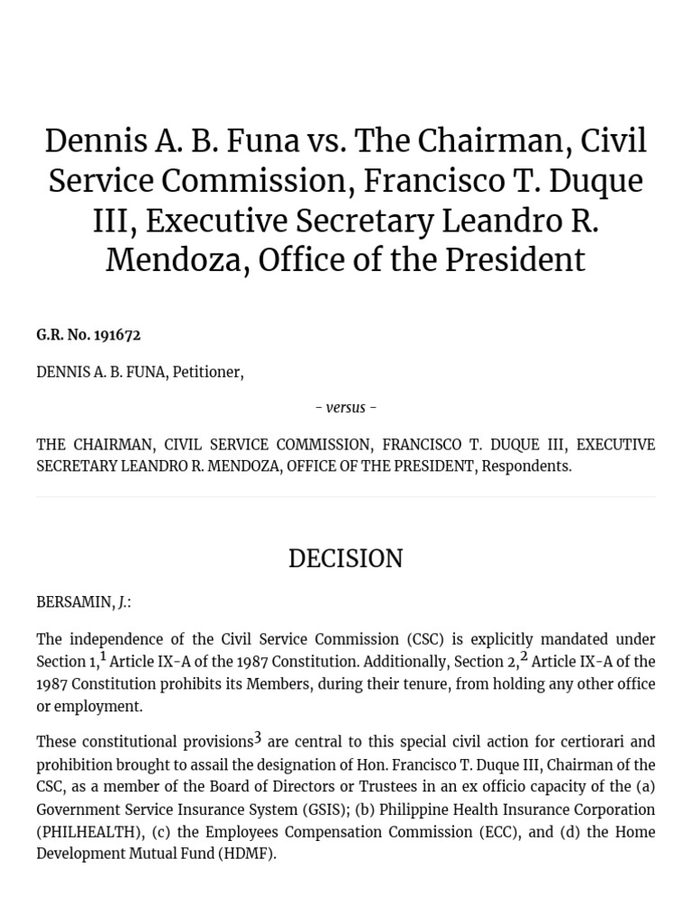 4 - Dennis A. B. Funa vs. The Chairman, Civil Service Commission ...