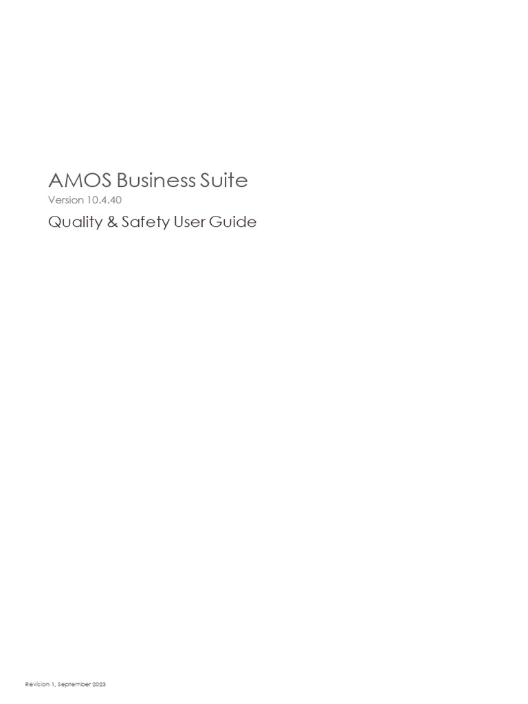 AMOS Business Suite Vrs. 10.4.40 Quality and Safety User Guide | PDF | Risk | Risk Management