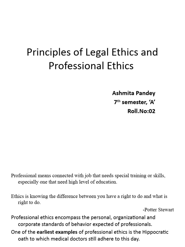 Principles of Legal and Professional Ethics | PDF | Professional Ethics ...