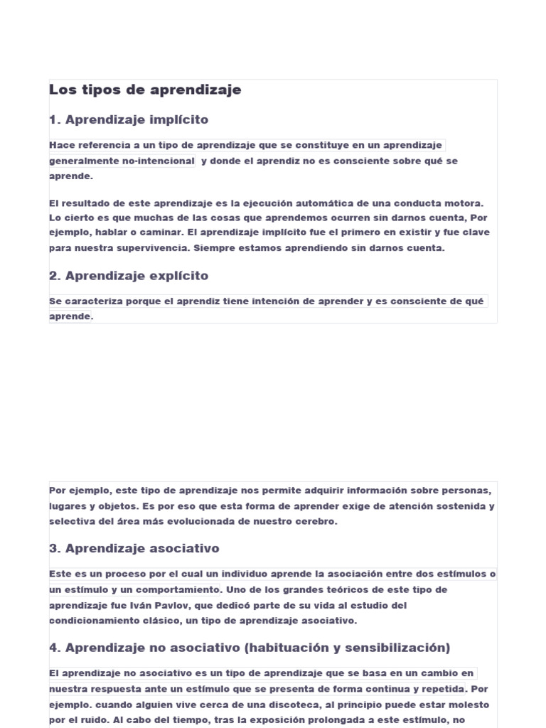 Los Tipos de Aprendizaje | PDF | Aprendizaje | Las emociones