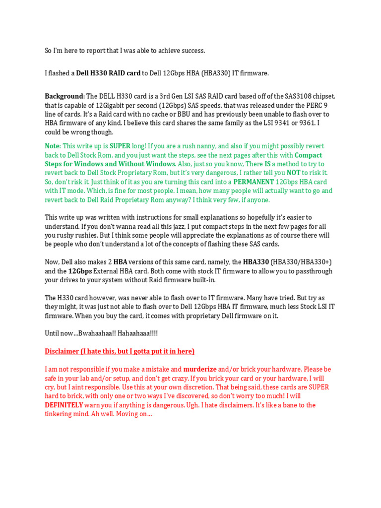 Flash Dell H330 Full Write Up With Pics v2.0 | PDF | Booting | Bios