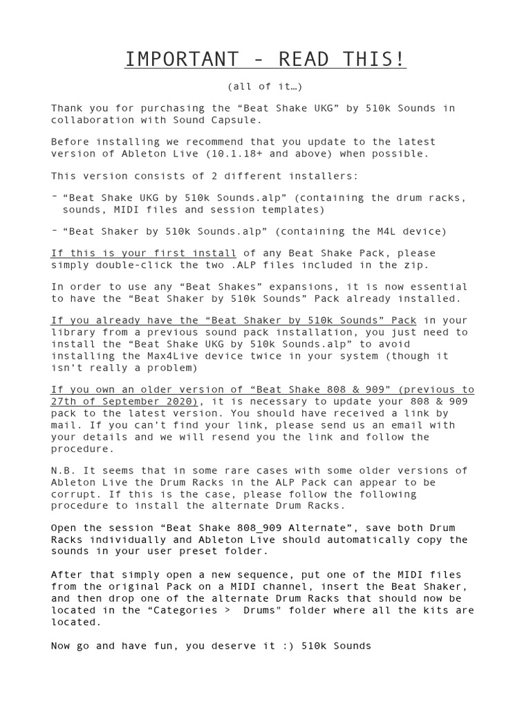 Beat Shaker Install - READ THIS - UKG | PDF