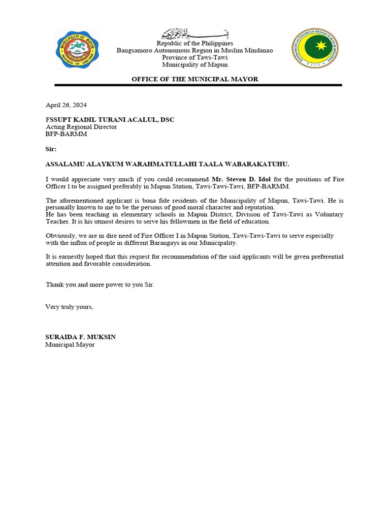 Recommendation Letters for Mapun Applicants | PDF | Social Science