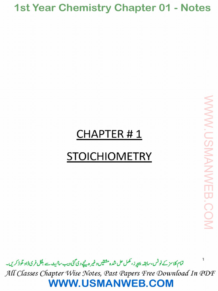 11th Chemistry Chapter 1 Notes-1 | PDF