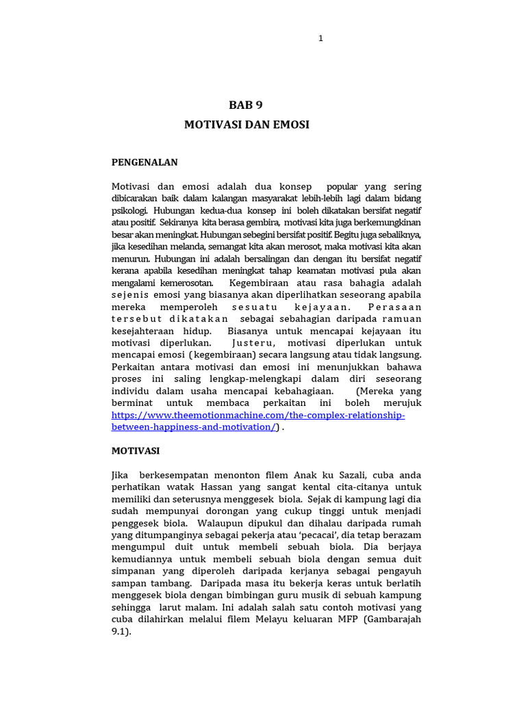 Bab 9 Motivasi Dan Emosi | PDF | Karier & Perkembangan