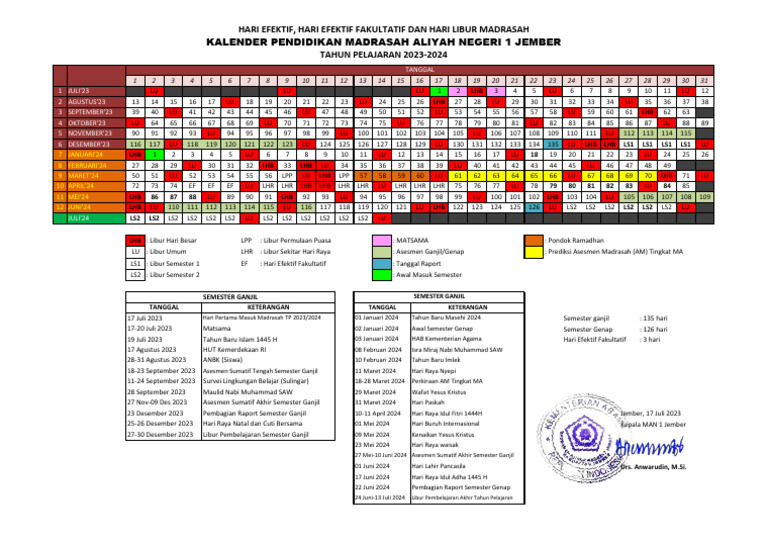 Kalender Pendidikan Kemenag 2023-2024 | PDF
