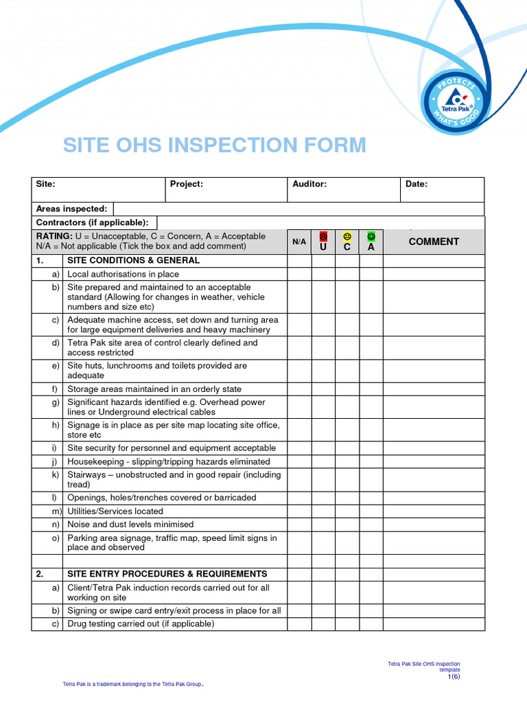 Appendix 4 Site OHS Inspection | Download Free PDF | Scaffolding ...