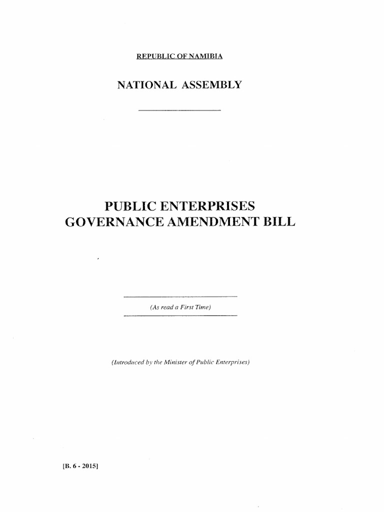 Namibia Public Enterprises Governance Bill | PDF | Bill (Law) | State ...