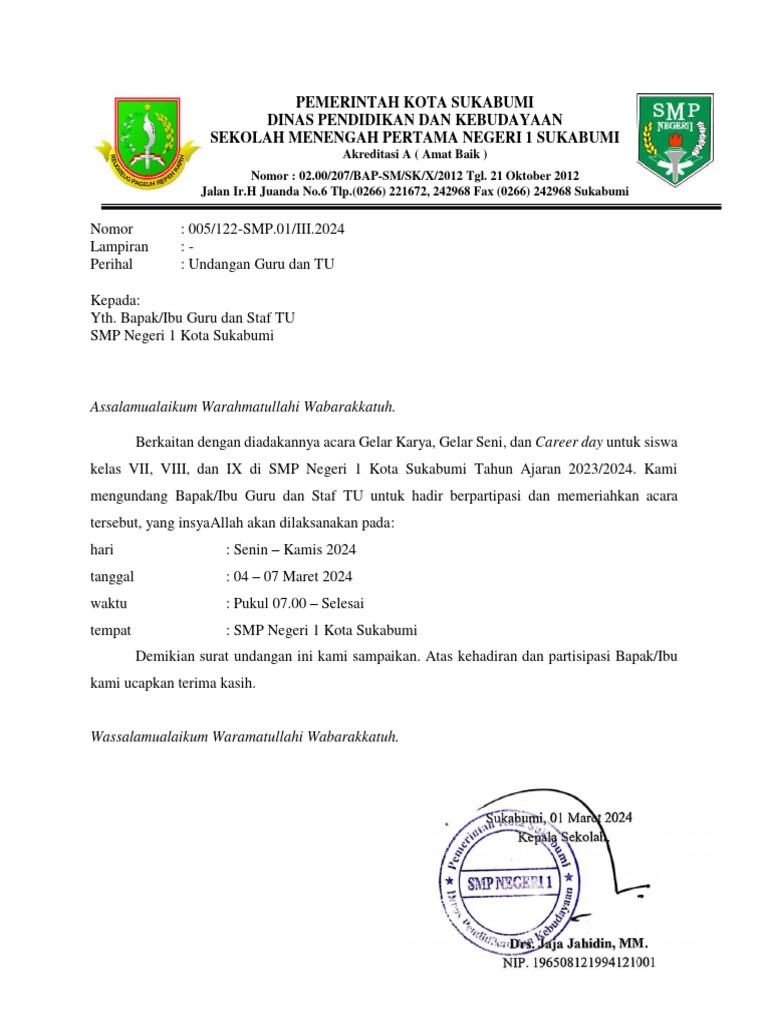 Surat Undangan Guru | PDF