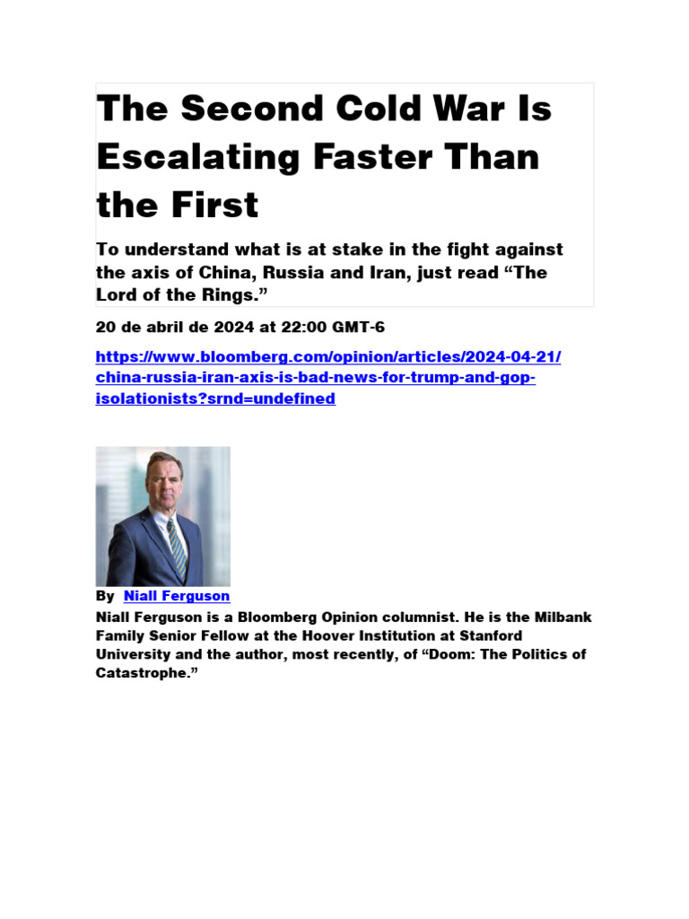 Bloomberg - The Second Cold War Is Escalating Faster Than The First ...