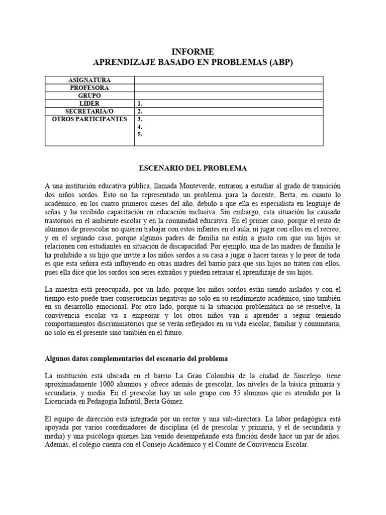 12.Anexo 3. INFORME FINAL ABP | PDF | Inclusión (Educación) | Escuelas