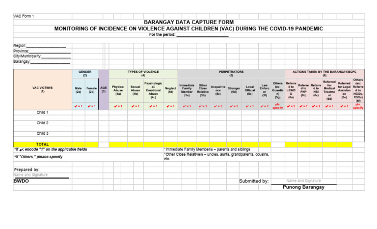 VAC Form Report | PDF | Child Abuse | Human Rights