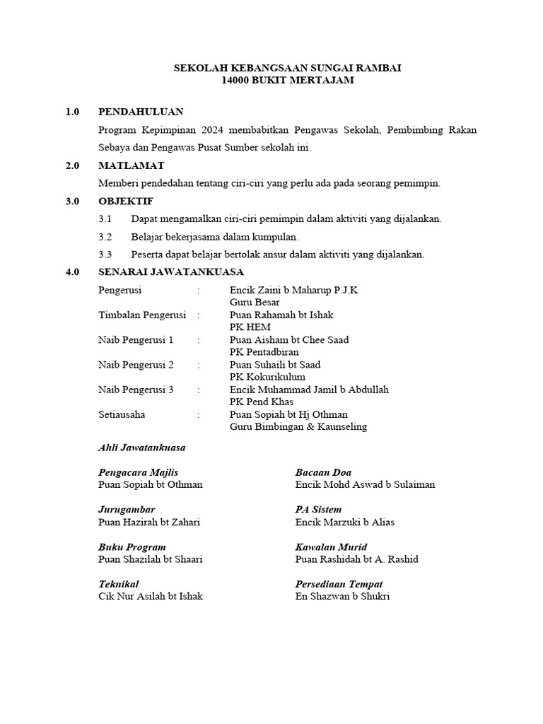 Program Kepimpinan 2024 | PDF