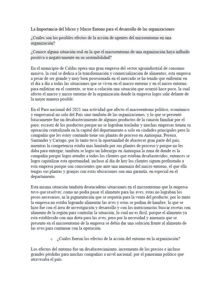 La Importancia Del Micro y Macro Entono para El Desarrollo de Las ...