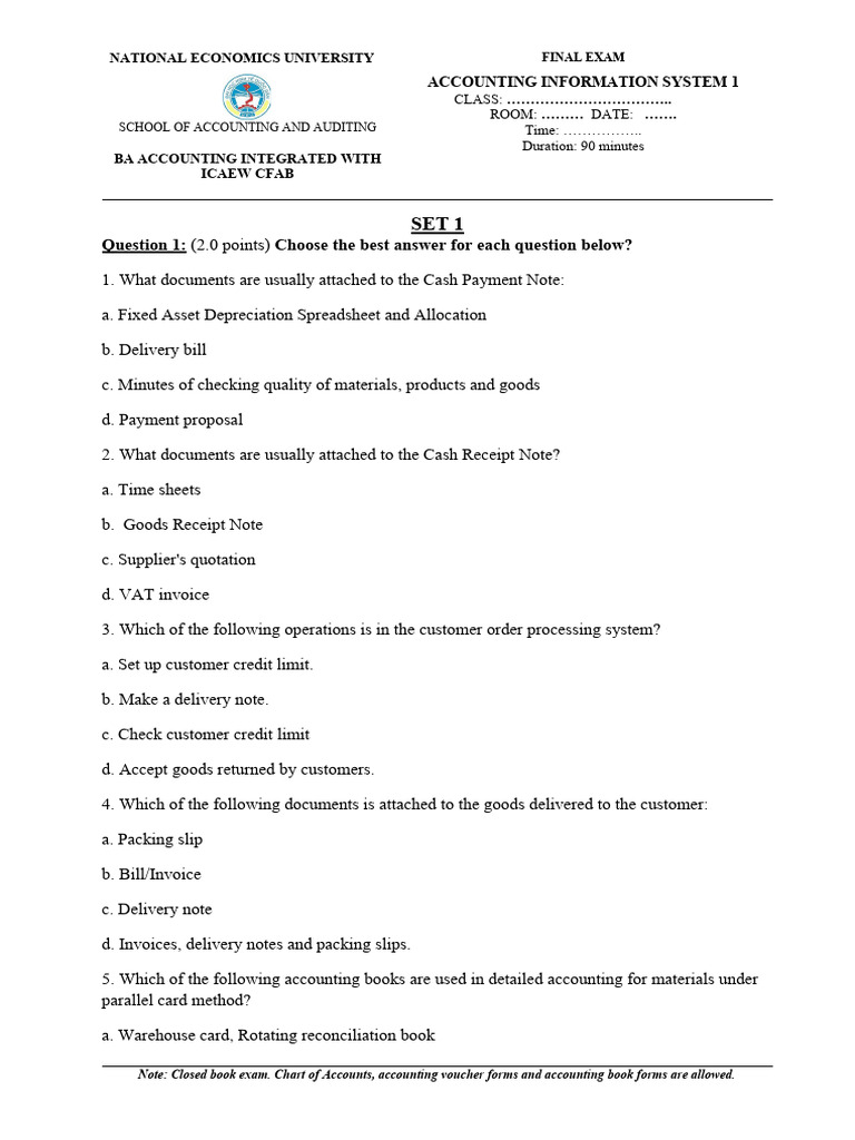 Đề thi mẫu của CFAB Đề 1 | PDF | Debits And Credits | Receipt