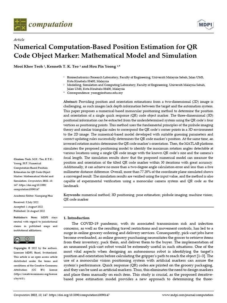 Numerical Computation-Based Position Estimation Fo | PDF | Cartesian ...