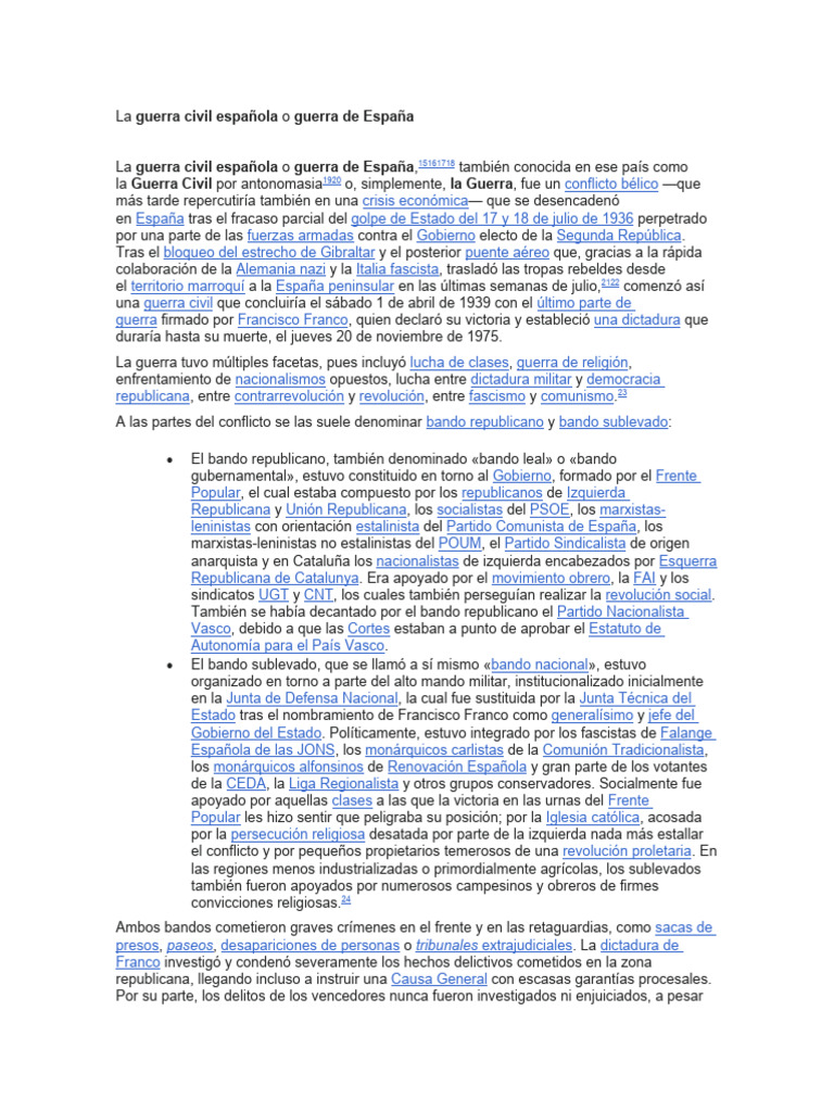 La Guerra Civil Española o Guerra de España | PDF | guerra civil ...
