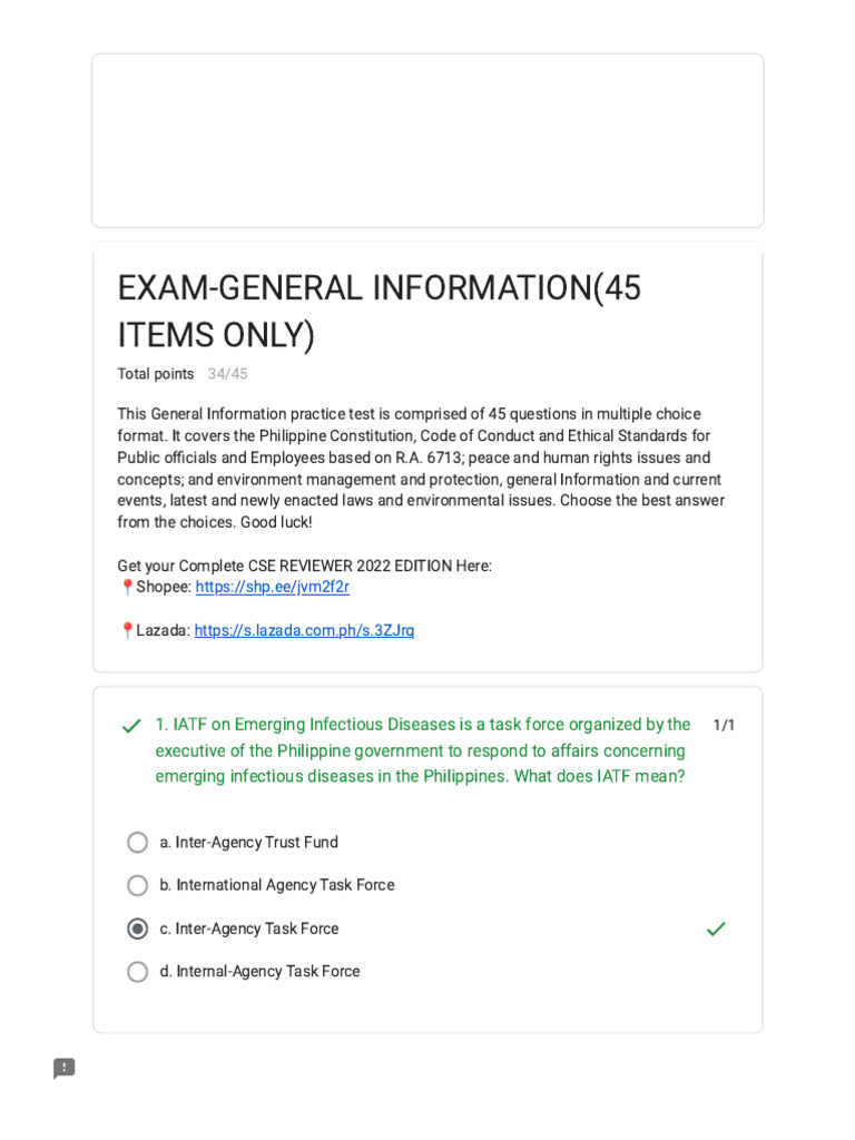 Exam-General Information (45 Items Only) | PDF | Greenhouse Effect ...