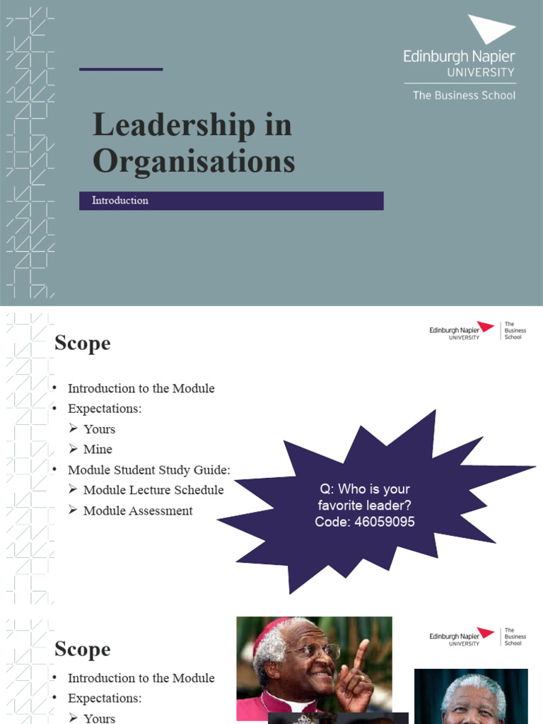 Lecture 1 V2 - Leadership in Organisations - Introduction | PDF ...