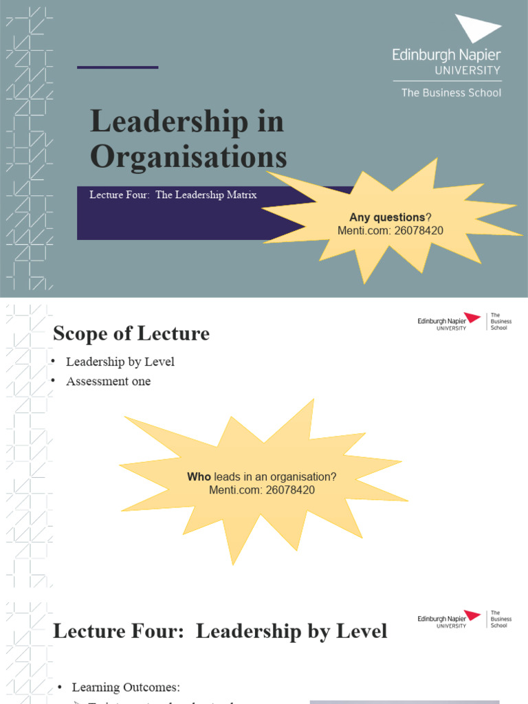 Lecture 4 v3 - The Leadership Matrix | PDF | Leadership | Strategic ...