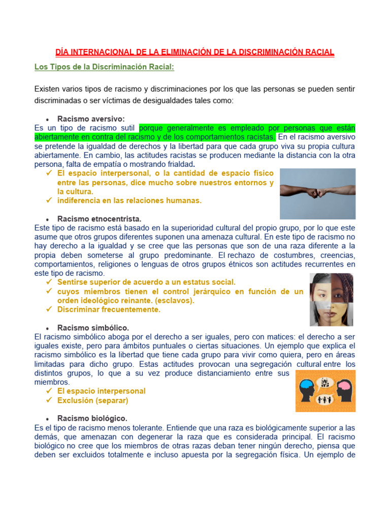 4 Tipos de Racismo | Descargar gratis PDF | Discriminación y relaciones ...