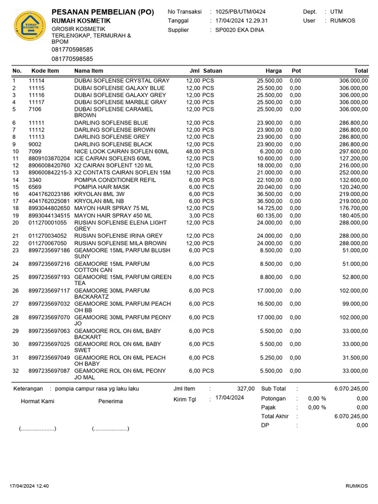 Order Eka Dina | PDF