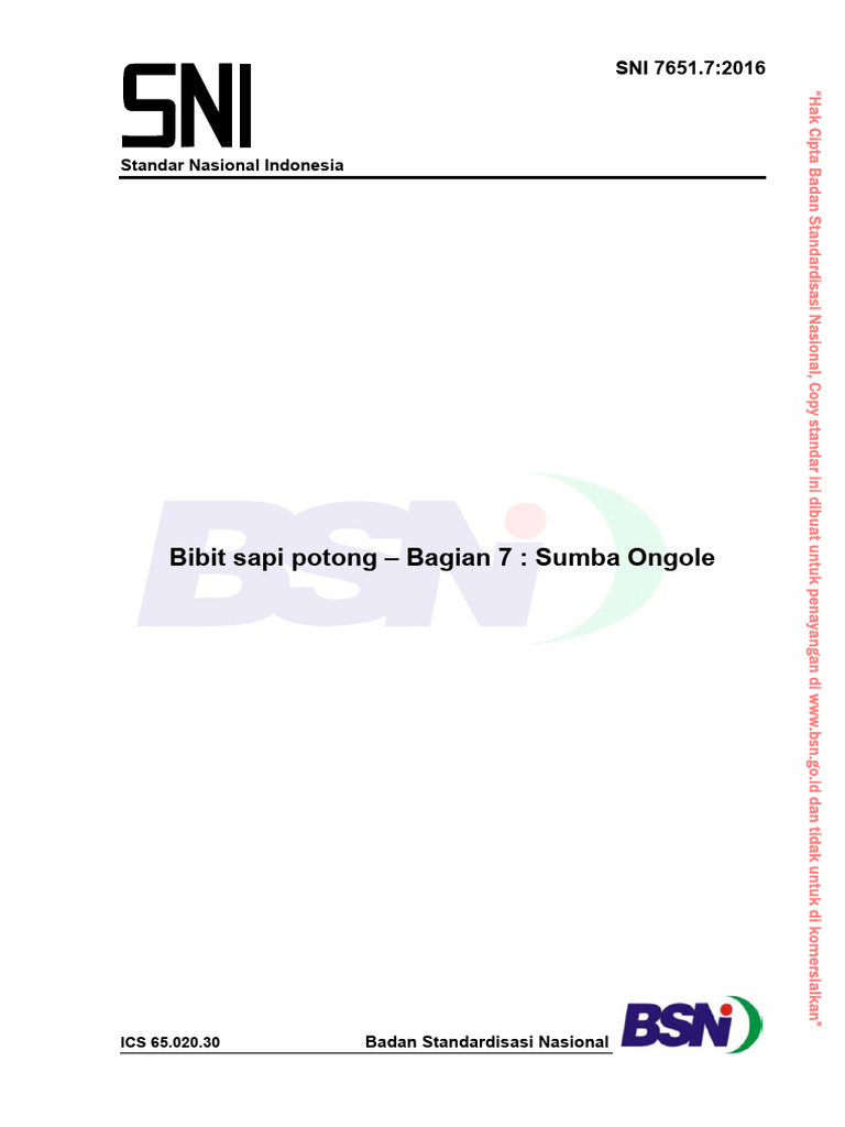 Standar Bibit Sapi Sumba Ongole | PDF | Bisnis | Pengelolaan Keuangan ...