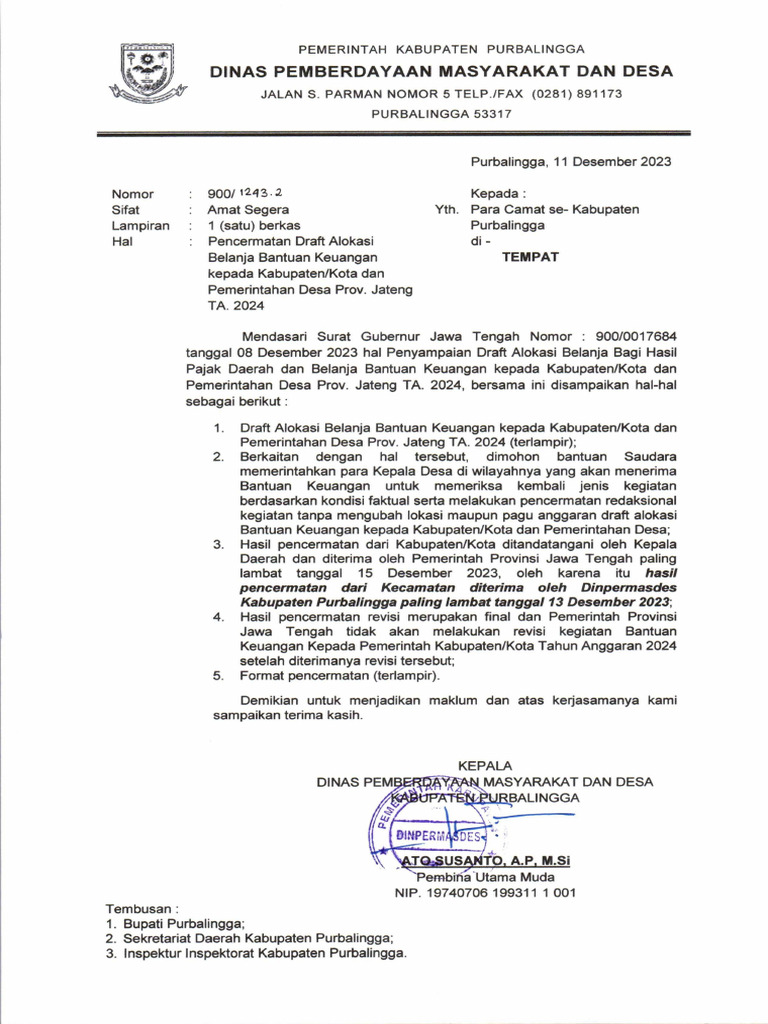 Berkas Pencermatan Draft Alokasi | PDF