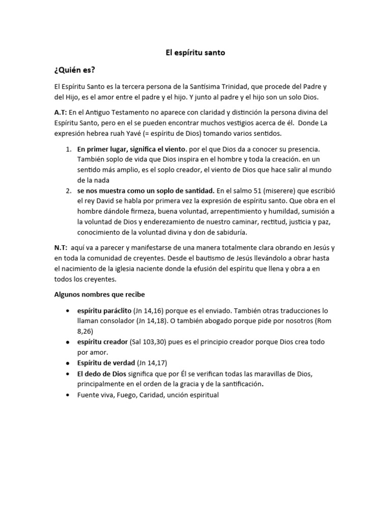 El Espíritu Santo Pdf Espíritu Santo Carisma