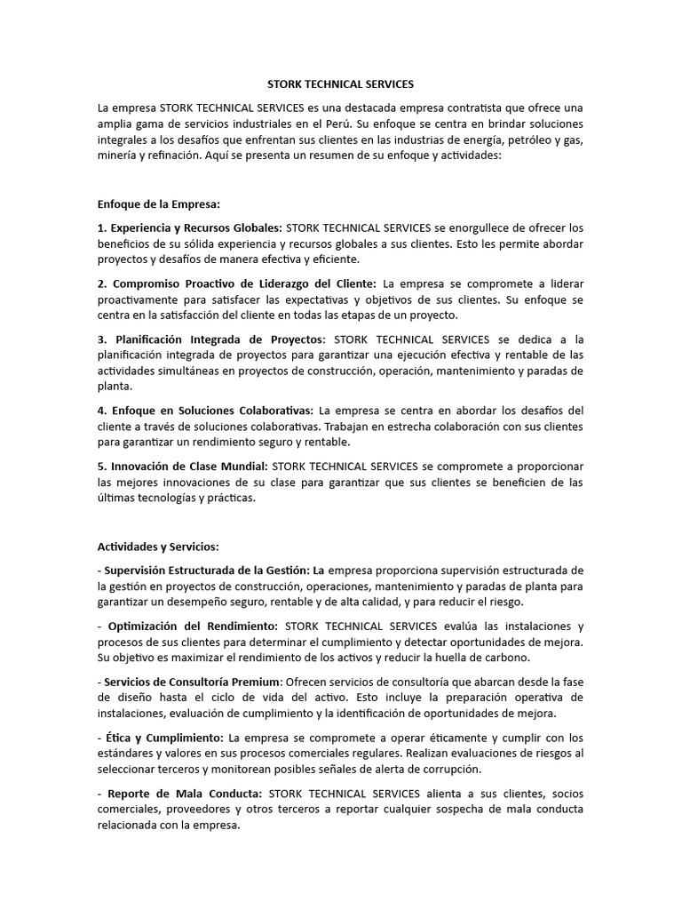 Stork Technical Services | PDF | Business | Calidad (comercial)