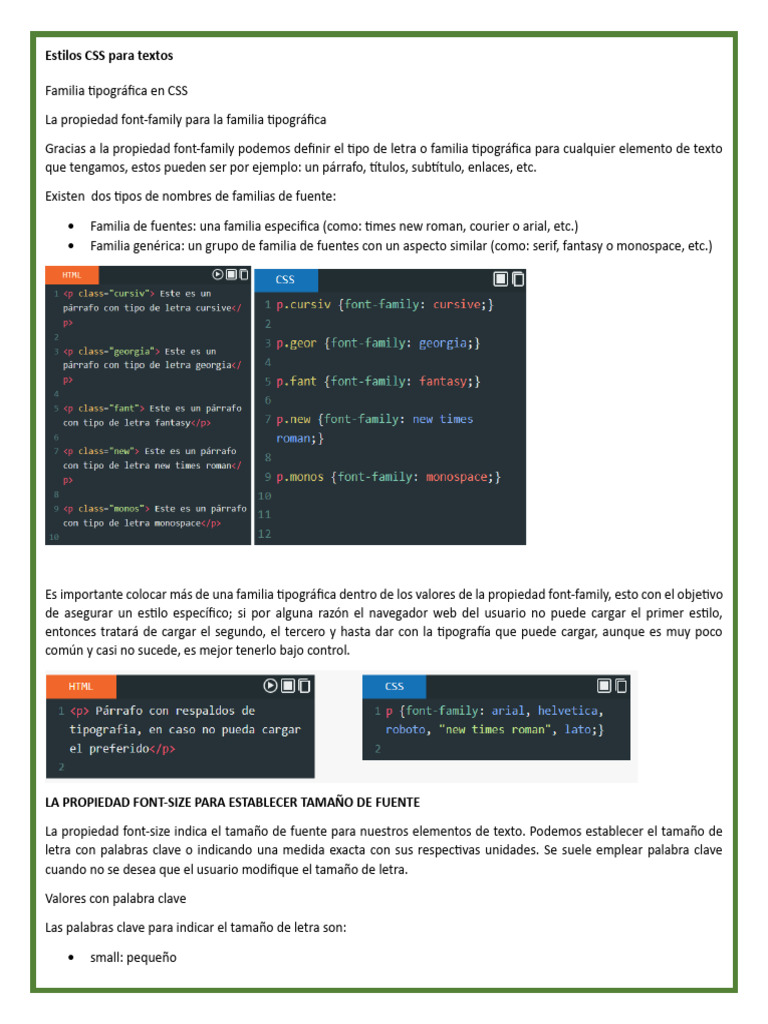Estilos CSS para textos | PDF | Tipografía | Texto