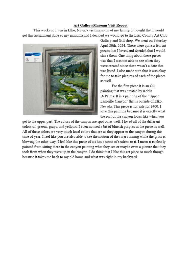 Module 5 Art Gallery Museum Visit Report-Art1010 | PDF | Artistic ...