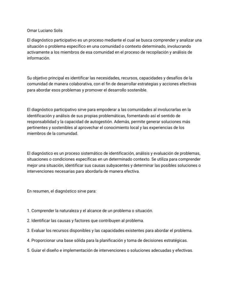Que Es El Diagnóstico y para Que Sirve Omar Luciano Solis | PDF | Crecimiento personal y profesional