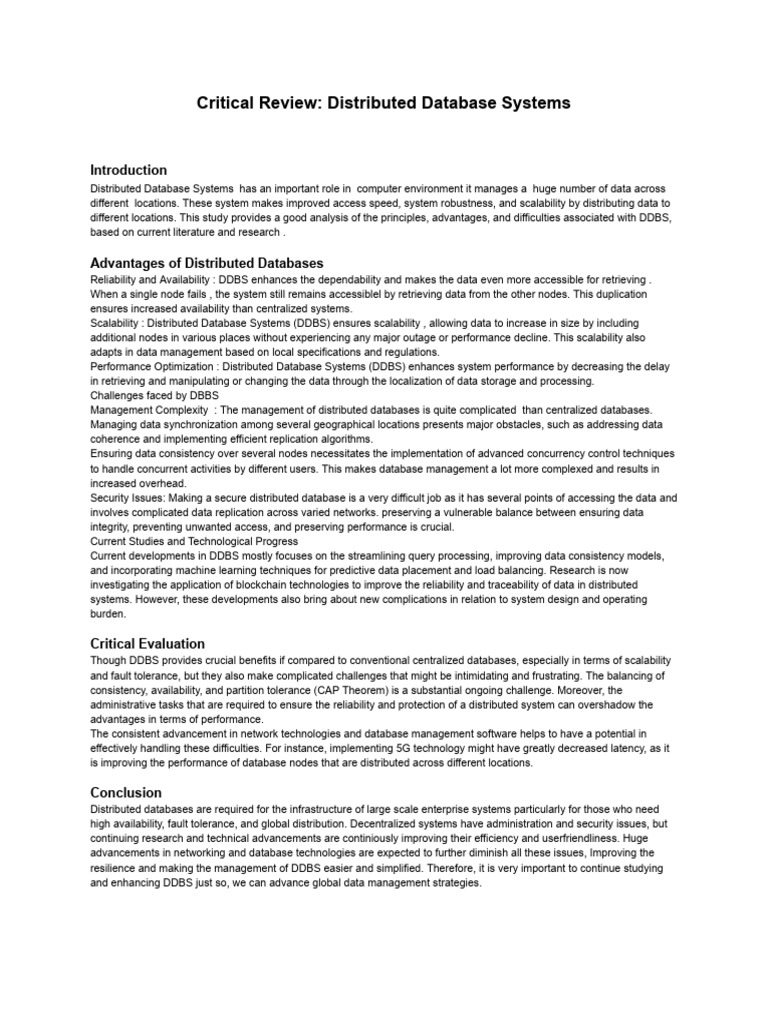 Critical Review_ Distributed Database Systems | PDF | Databases ... Critical Review_ Distributed Database Systems | PDF | Databases ...