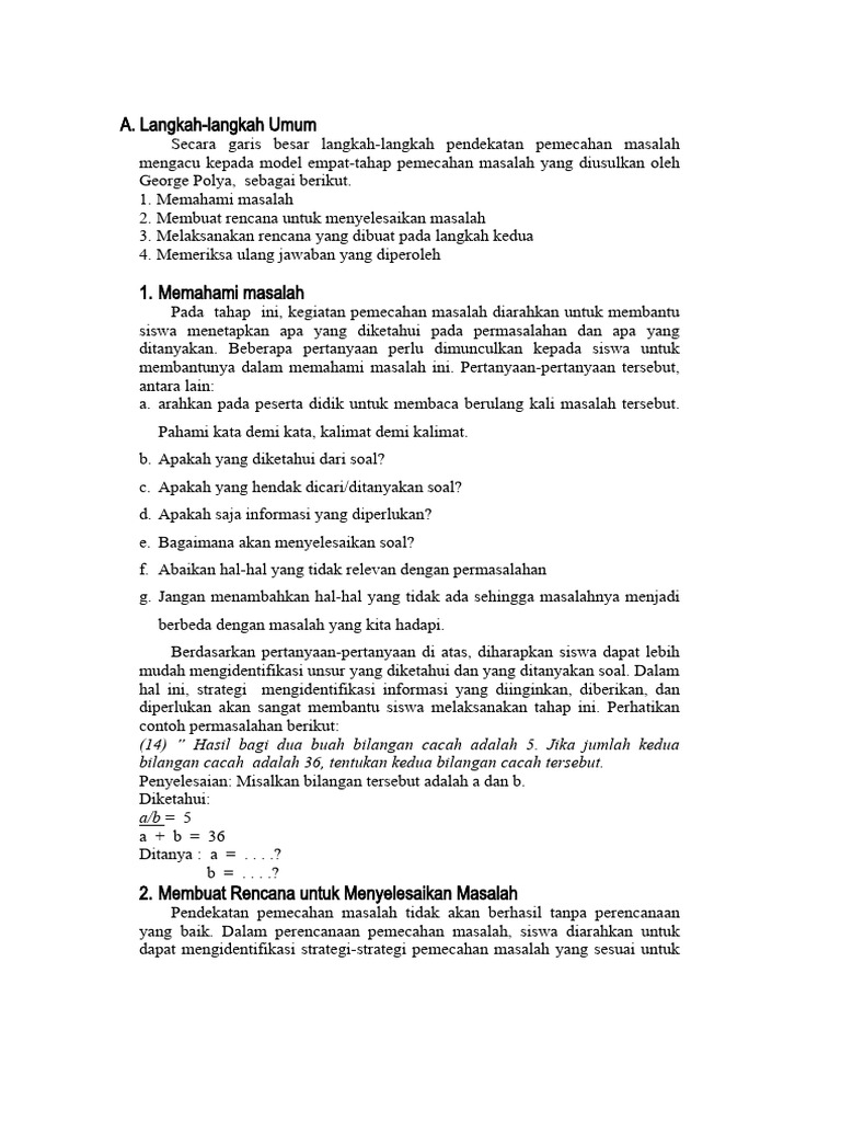 Langkah Langkah Pemecahan Masalah Polya | PDF | Karier & Perkembangan