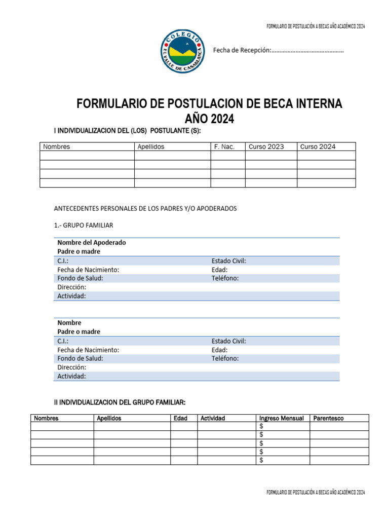 FORMULARIO DE BECA 2024 | PDF | Pensión alimenticia