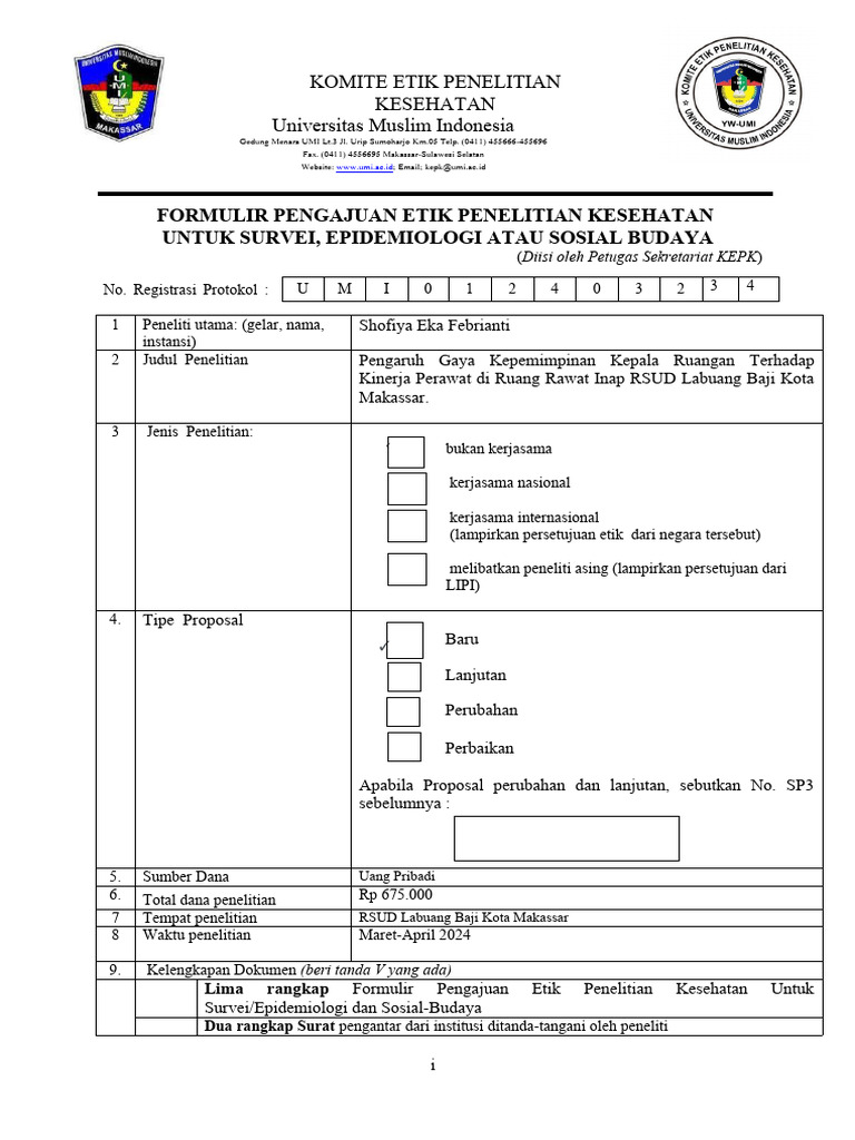 Contoh ETIK PENELITIAN | PDF