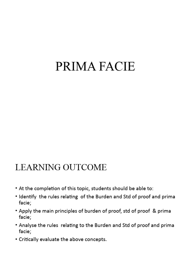 Summary Trial I (Week 3 4) Prima Facie | PDF | Burden Of Proof (Law) | Government