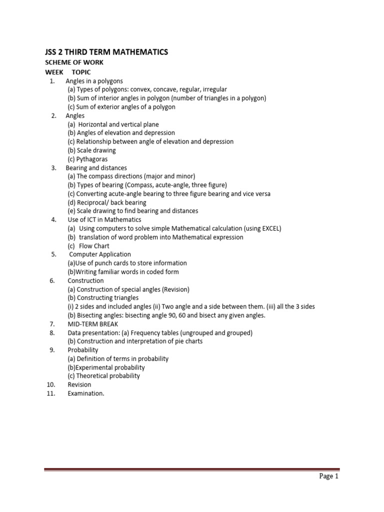 JSS2 Third Term Mathematics Overview | PDF | Polygon | Information Technology