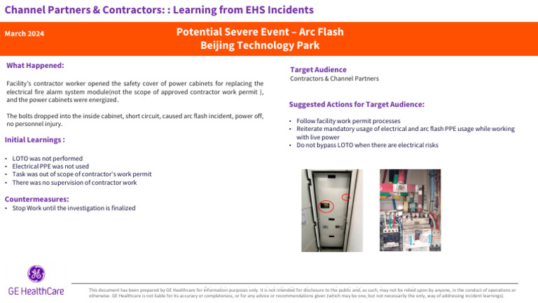 GEHC Incident Sharing China Electrical PSE 2024 | PDF | Safety