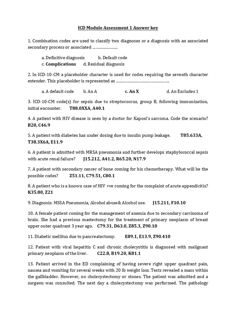 ICD-10-CM Coding Assessment Answers | PDF | Diabetes | Human Diseases ...