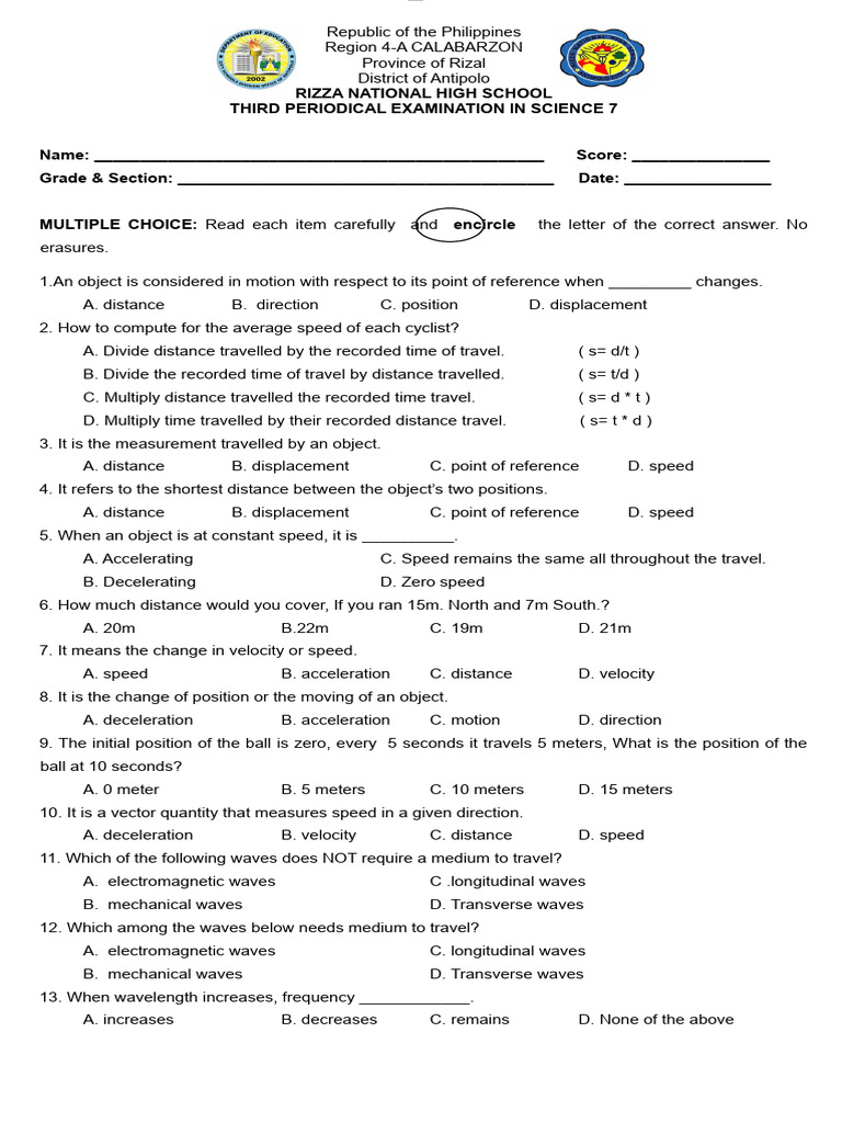 3rd Quarter Final | PDF | Waves | Sound