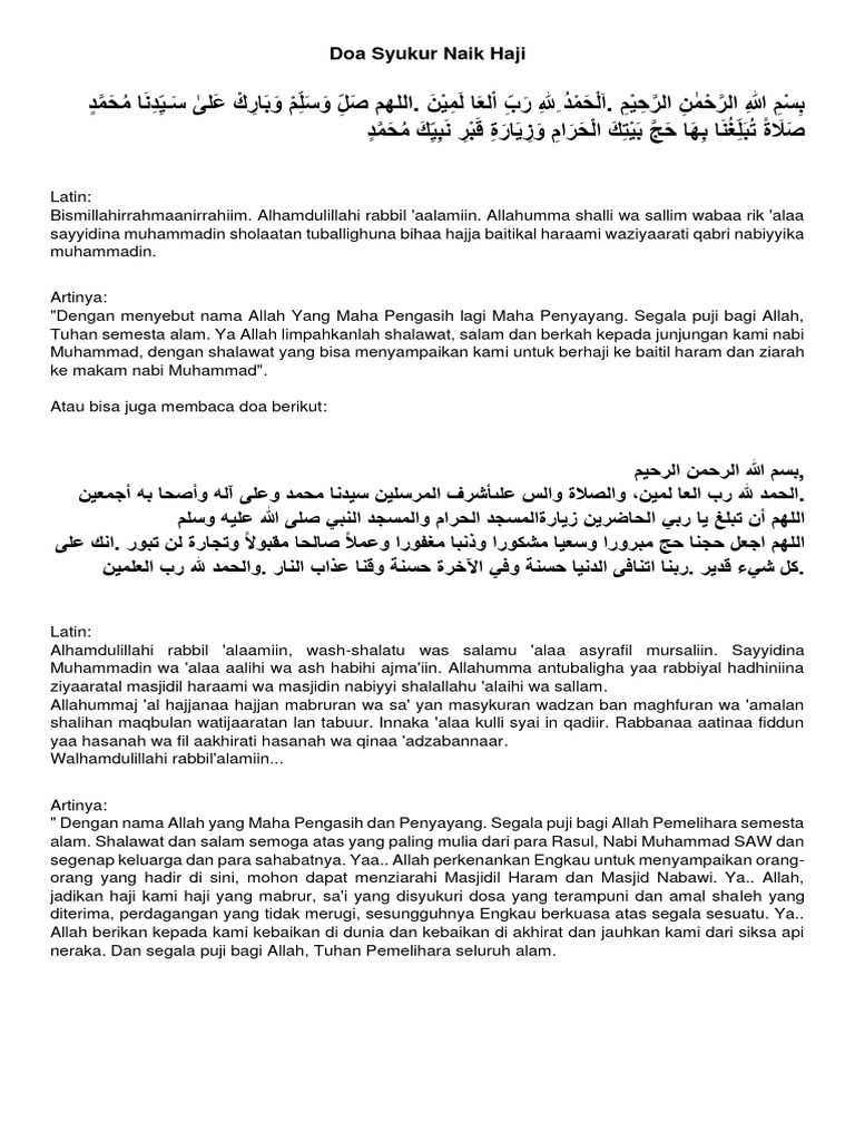 Doa Syukur untuk Haji Mabrur | PDF
